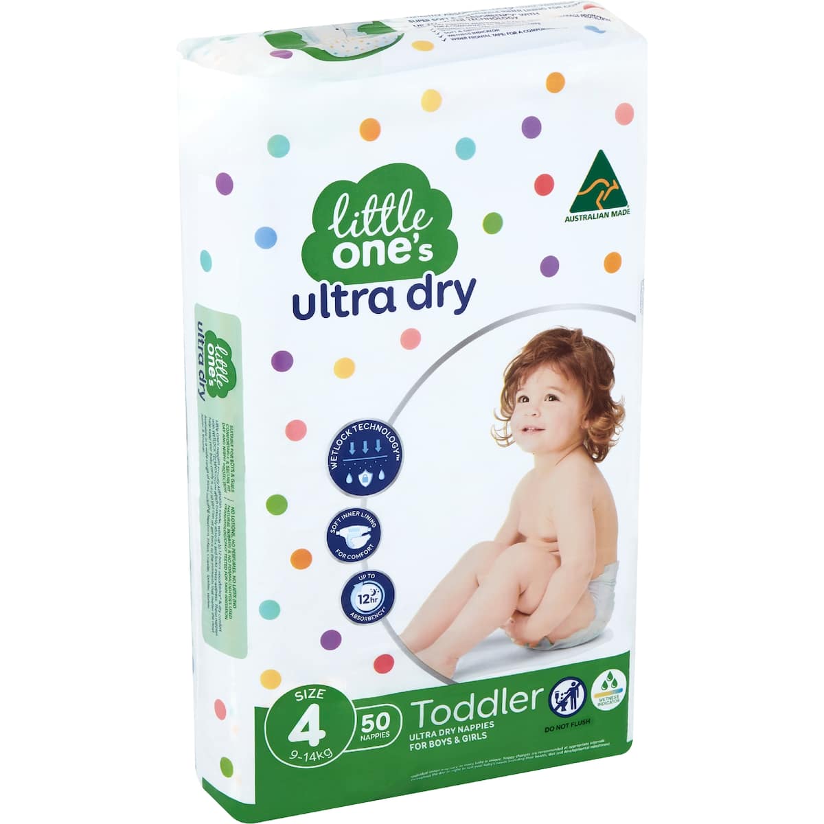 Little One's Size 4 Ultra Dry Nappies Toddler 10-15kg Boys and Girls 50 ...
