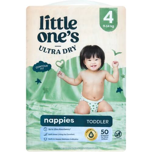 Little One's Size 4 Ultra Dry Nappies Toddler 10-15kg Boys and Girls 50 ...