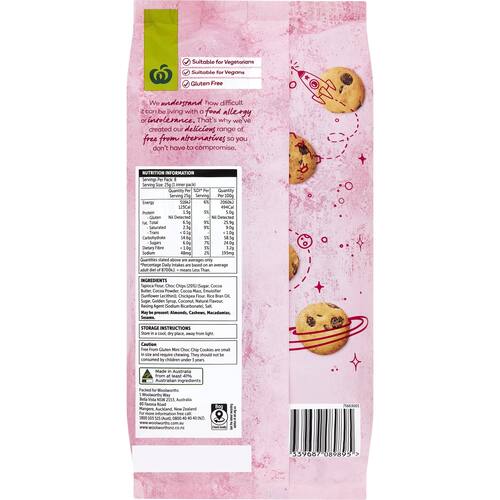 Woolworths Free From Gluten Choc Chip Mini Cookies 8 Pack | bunch