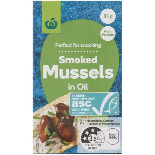 Woolworths Smoked Mussels In Oil 85g | bunch