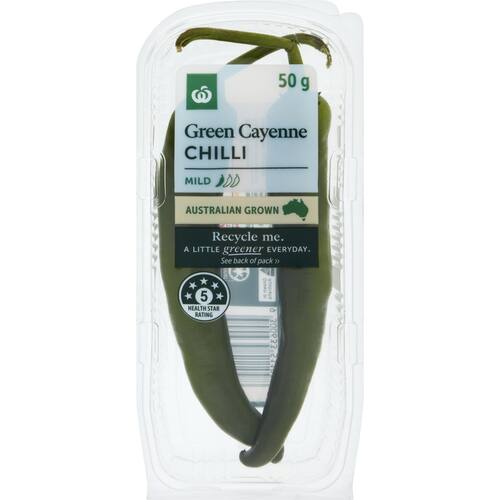 Woolworths Chilli Green Cayenne 50g Punnet | bunch