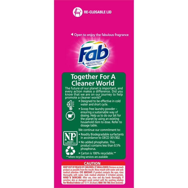 Fab Laundry Washing Powder Fresh Frangipani 1kg | Woolworths
