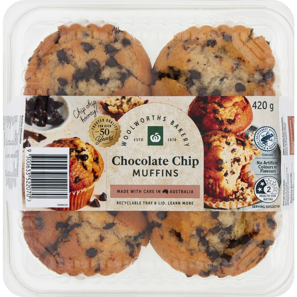 Woolworths Choc Chip Muffin 4 Pack | bunch