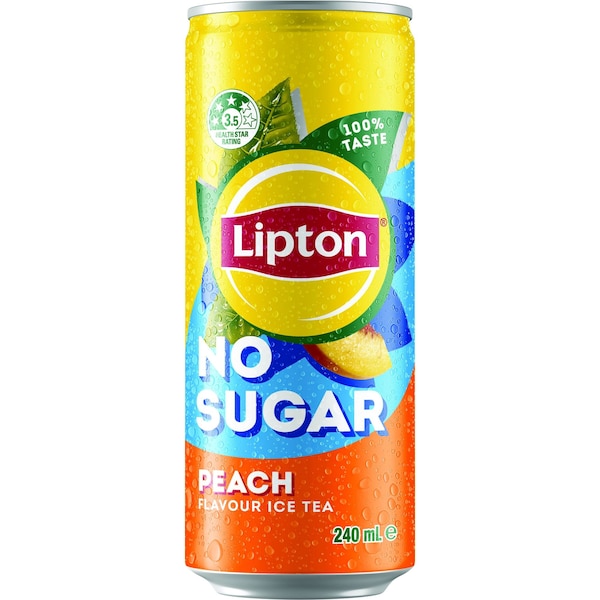 Lipton Iced Tea No Sugar Peach Cans 240ml X 6 Pack | Woolworths