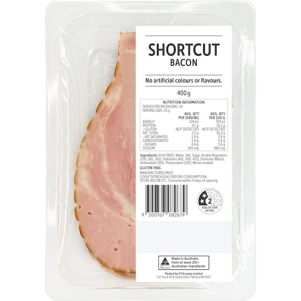 Shortcut Bacon 400g | Woolworths