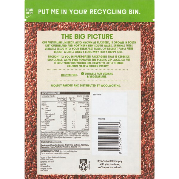 Macro Linseed 500g | Woolworths