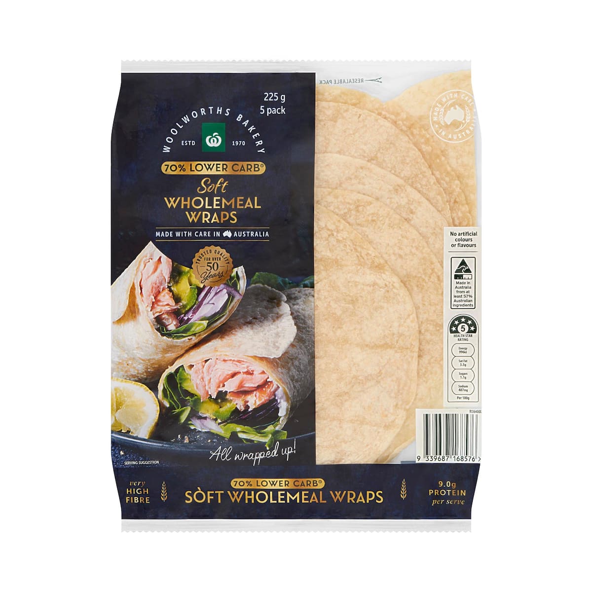 Woolworths Lower Carb Wholemeal Wrap 5 Pack | bunch