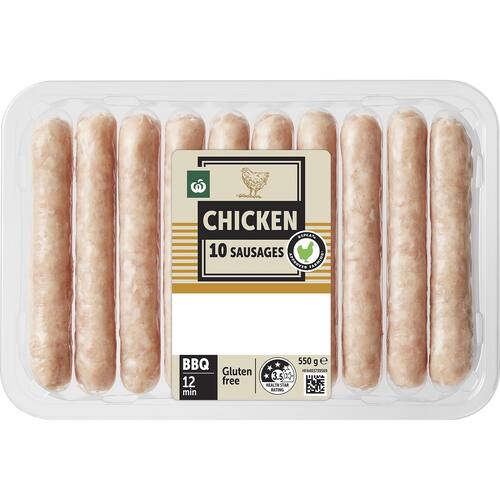 Woolworths 10 Chicken Sausages 550g | bunch