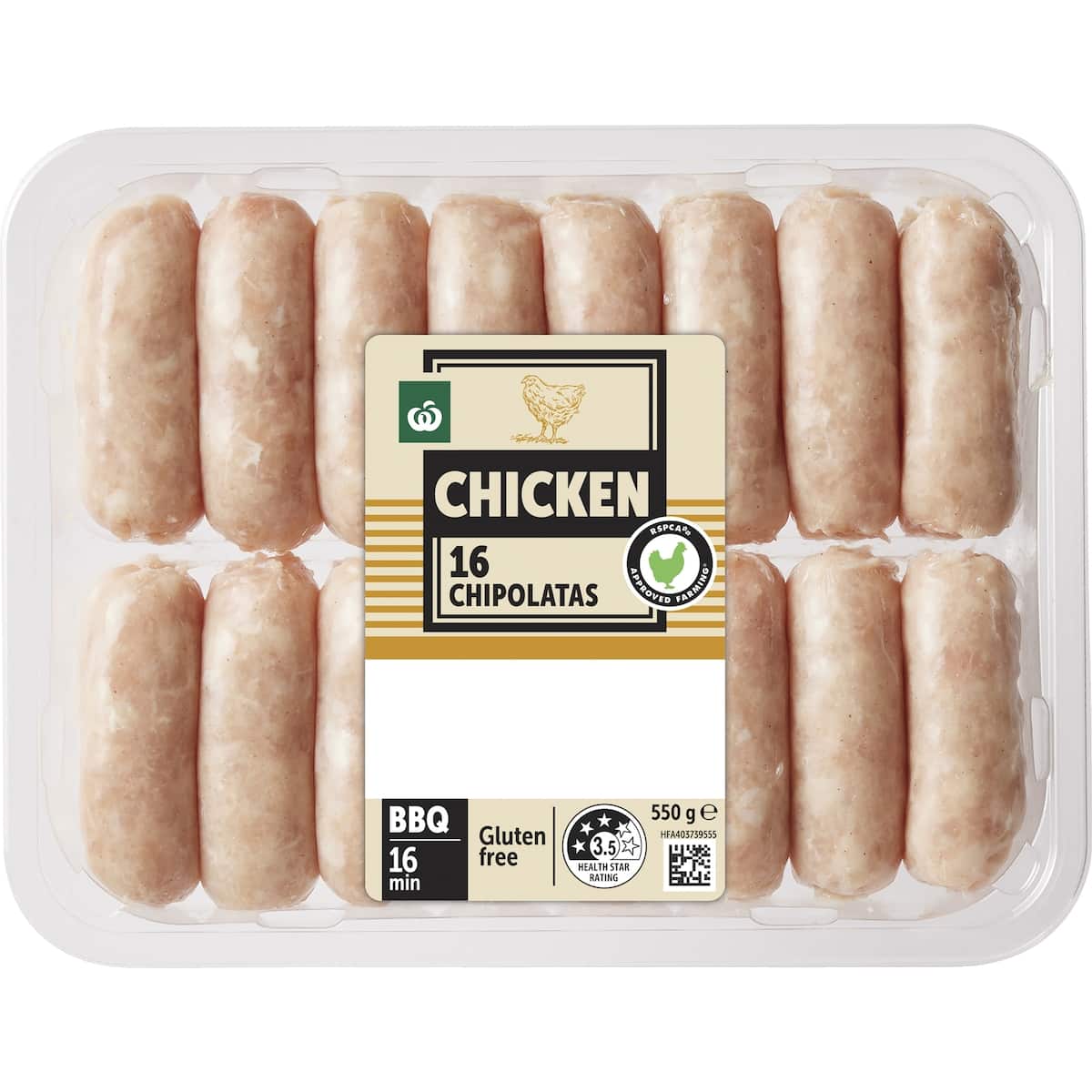 Woolworths 16 Chicken Chipolatas 550g | bunch