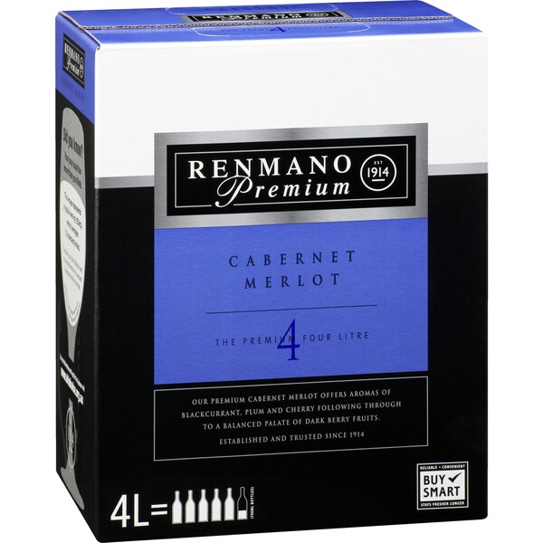 Renmano Premium Cask Wine Cabernet Merlot 4l | Woolworths