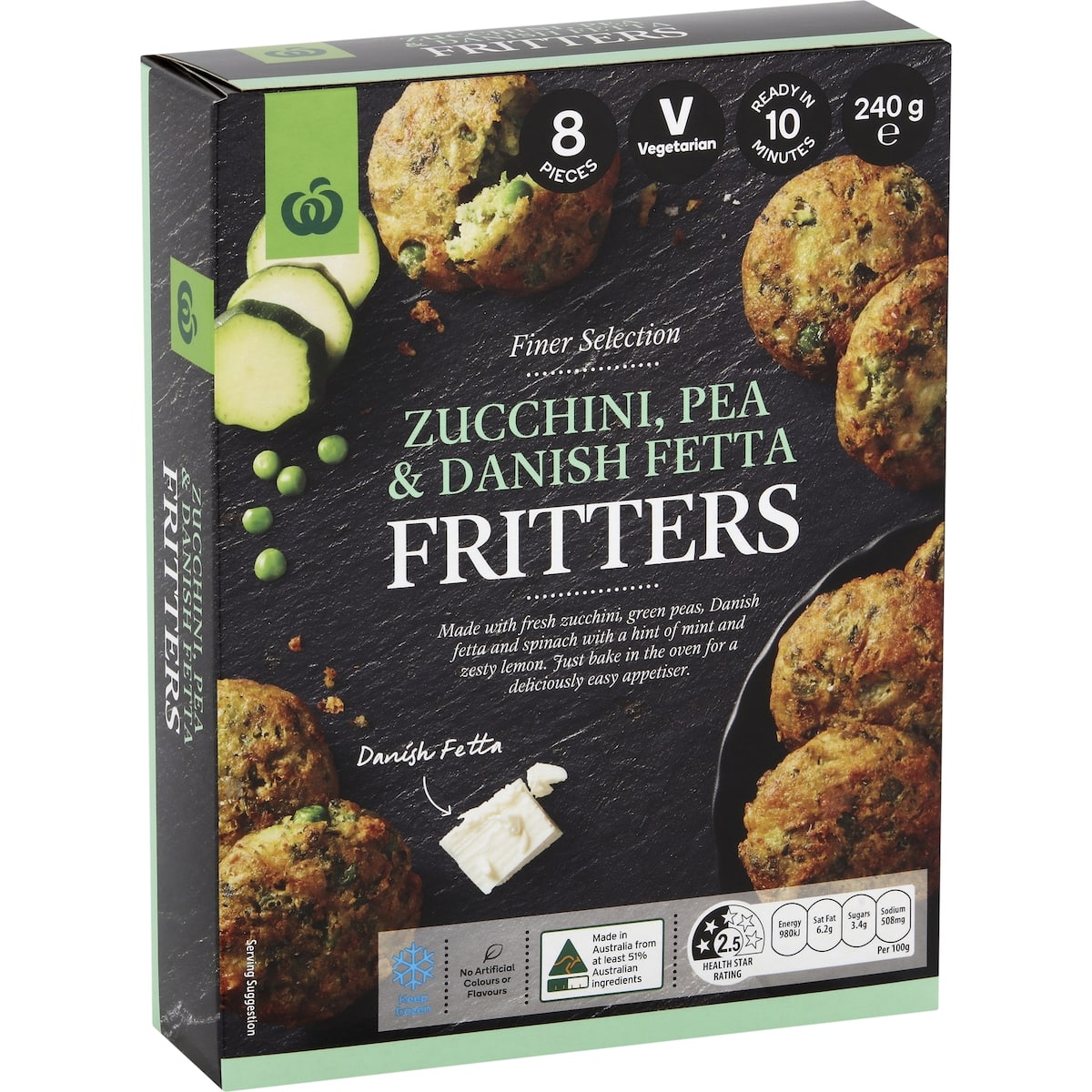 Woolworths Zucchini & Fetta Fritters 8 pack | bunch
