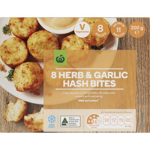Woolworths Herb & Garlic Hash Bites 8 pack | bunch