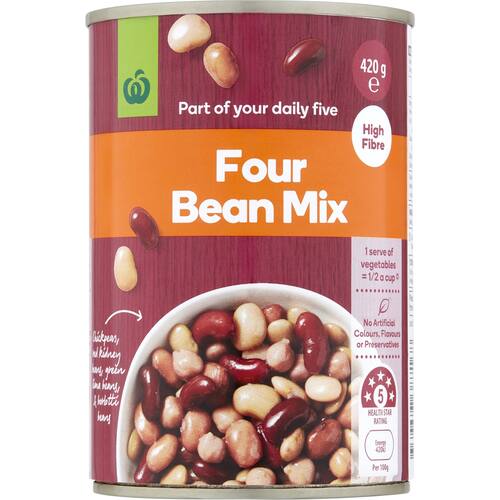 Woolworths Four Bean Mix 420g | bunch