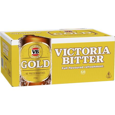 Get Victoria Bitter Gold Lager Bottles 375mL x 24 case delivered to ...