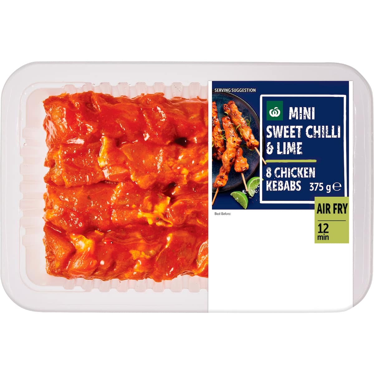 Woolworths 8 Mini Chicken Kebabs Sweet Chilli & Lime 375g | bunch