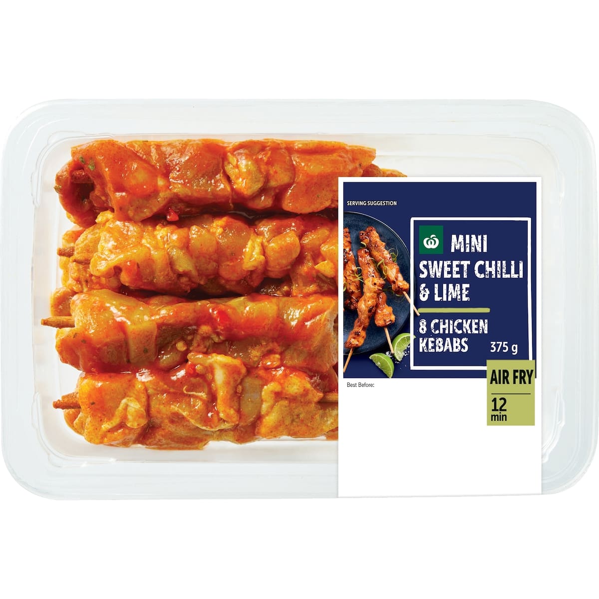 Woolworths 8 Mini Chicken Kebabs Sweet Chilli & Lime 375 g | bunch