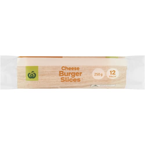 Woolworths Cheese Burger Slices 12 Pack 250g | bunch