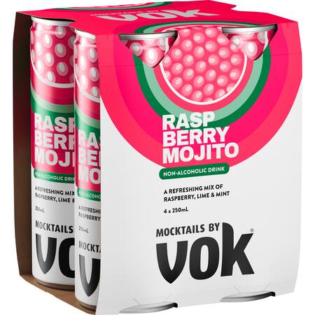 Get Vok Non-Alcoholic Raspberry Mojito 250mL x 4 pack delivered to your ...