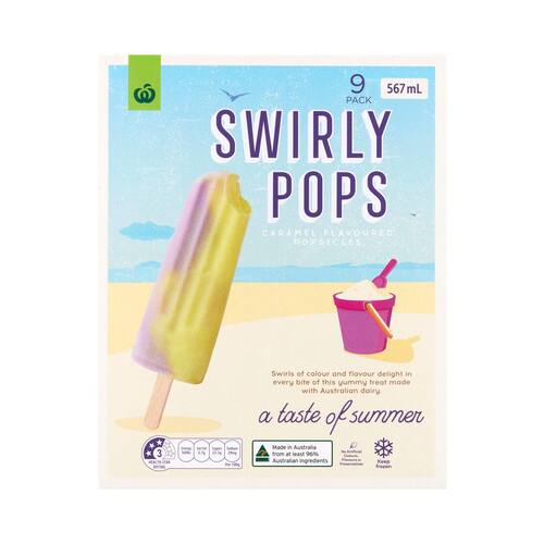 Woolworths Swirly Pops Popsicles Caramel 9 pack | bunch