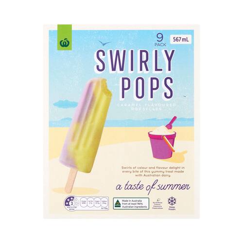 Woolworths Swirly Pops Popsicles Caramel 9 pack | bunch