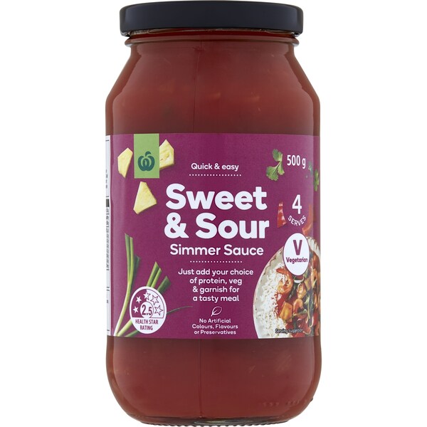 Woolworths Sweet and Sour Simmer Sauce 500g | bunch