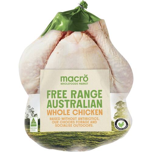 Macro Free Range Australian Whole Chicken 1.2kg -2kg | bunch