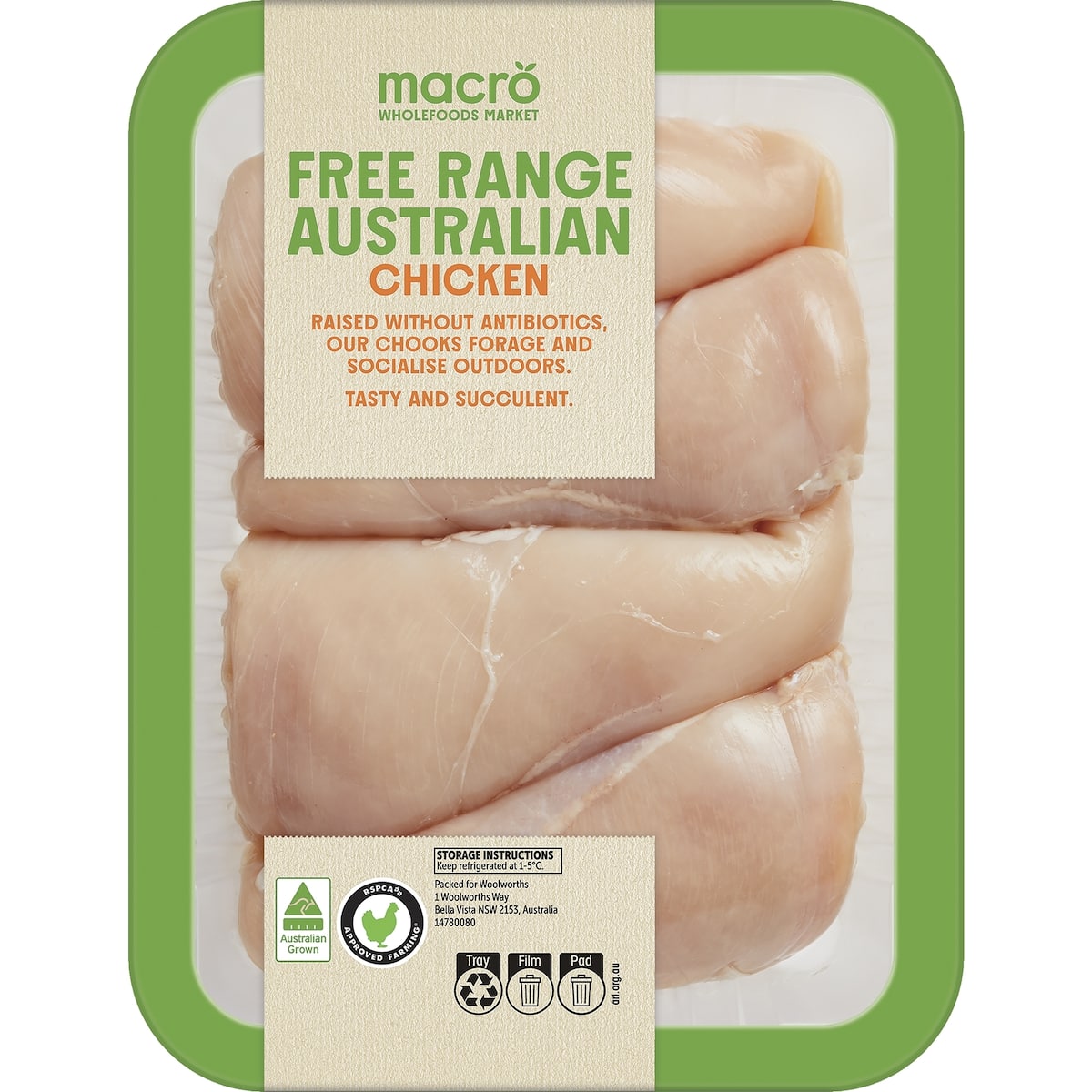Macro Free Range Australian Chicken Breast Fillet 950g - 1.25kg | bunch