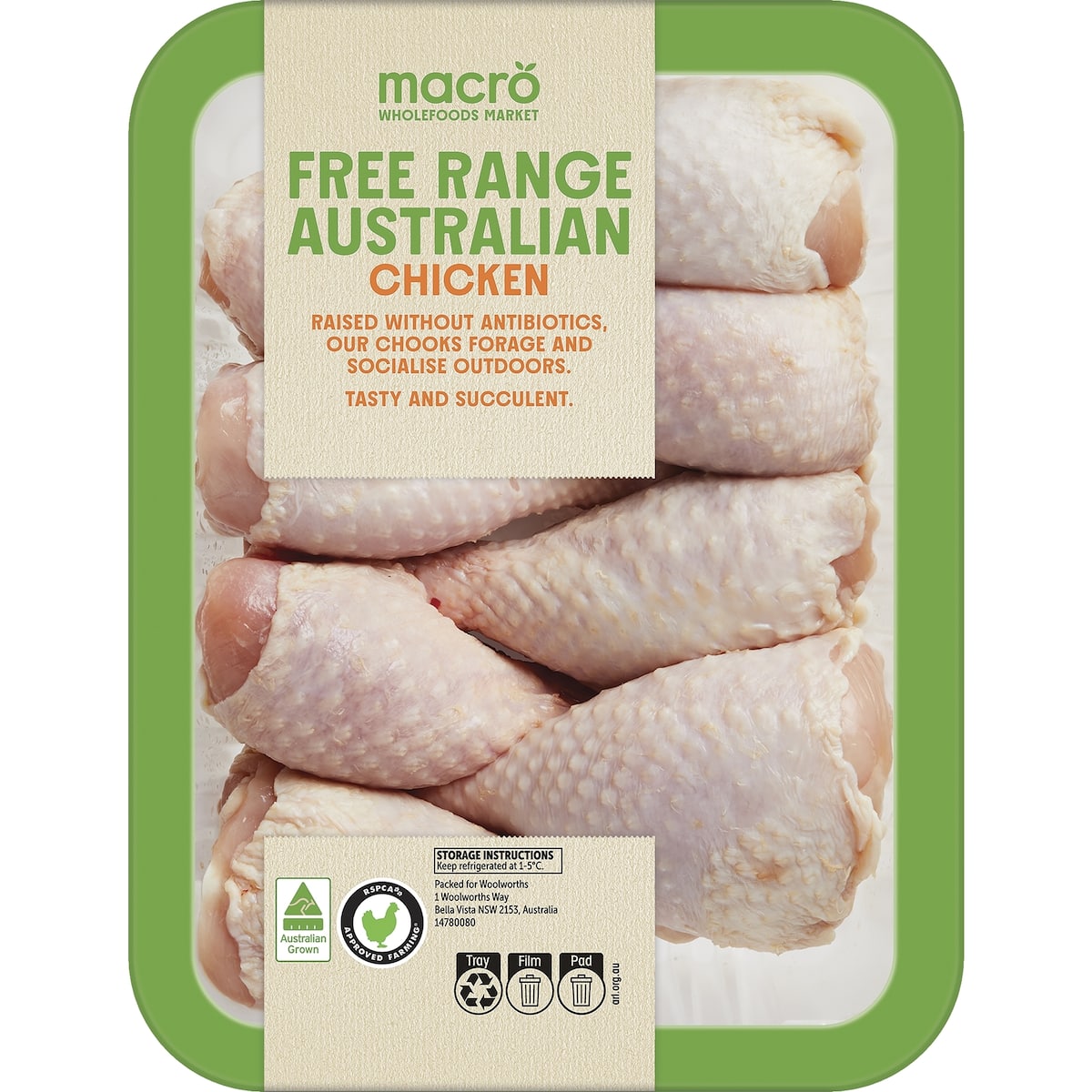 Macro Free Range Australian Chicken Drumsticks 900g - 1.3kg | bunch