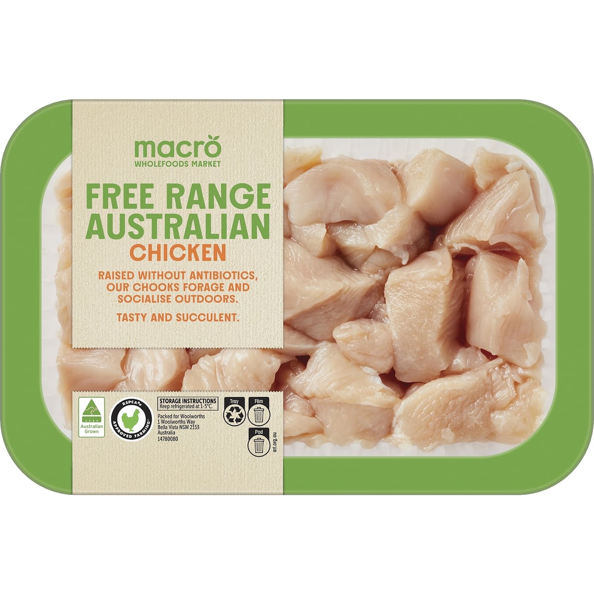 Macro Free Range Australian Diced Chicken Breast 500g | bunch