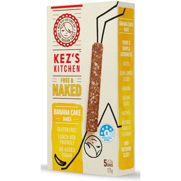 Kez's Kitchen Free & Naked Gluten Free Banana Cake Bars 125g | Woolworths
