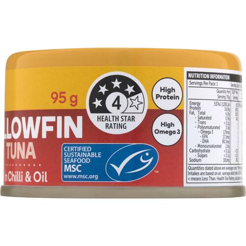 Woolworths Yellowfin Tuna In Chilli and Oil 95g | bunch