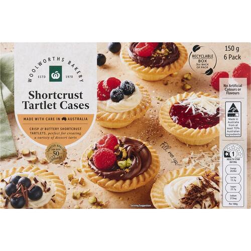 Woolworths Shortcrust Tartlet Cases 6 pack | bunch