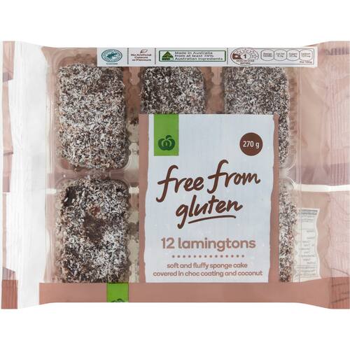 Woolworths Free From Gluten Lamingtons 12 Pack | bunch