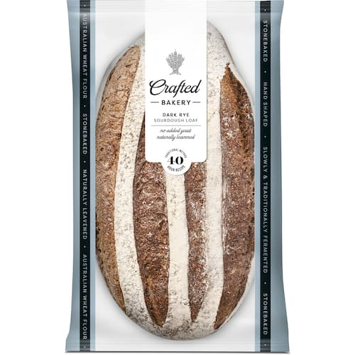 Woolworths Crafted Sourdough Loaf Rustic Dark Rye each | bunch
