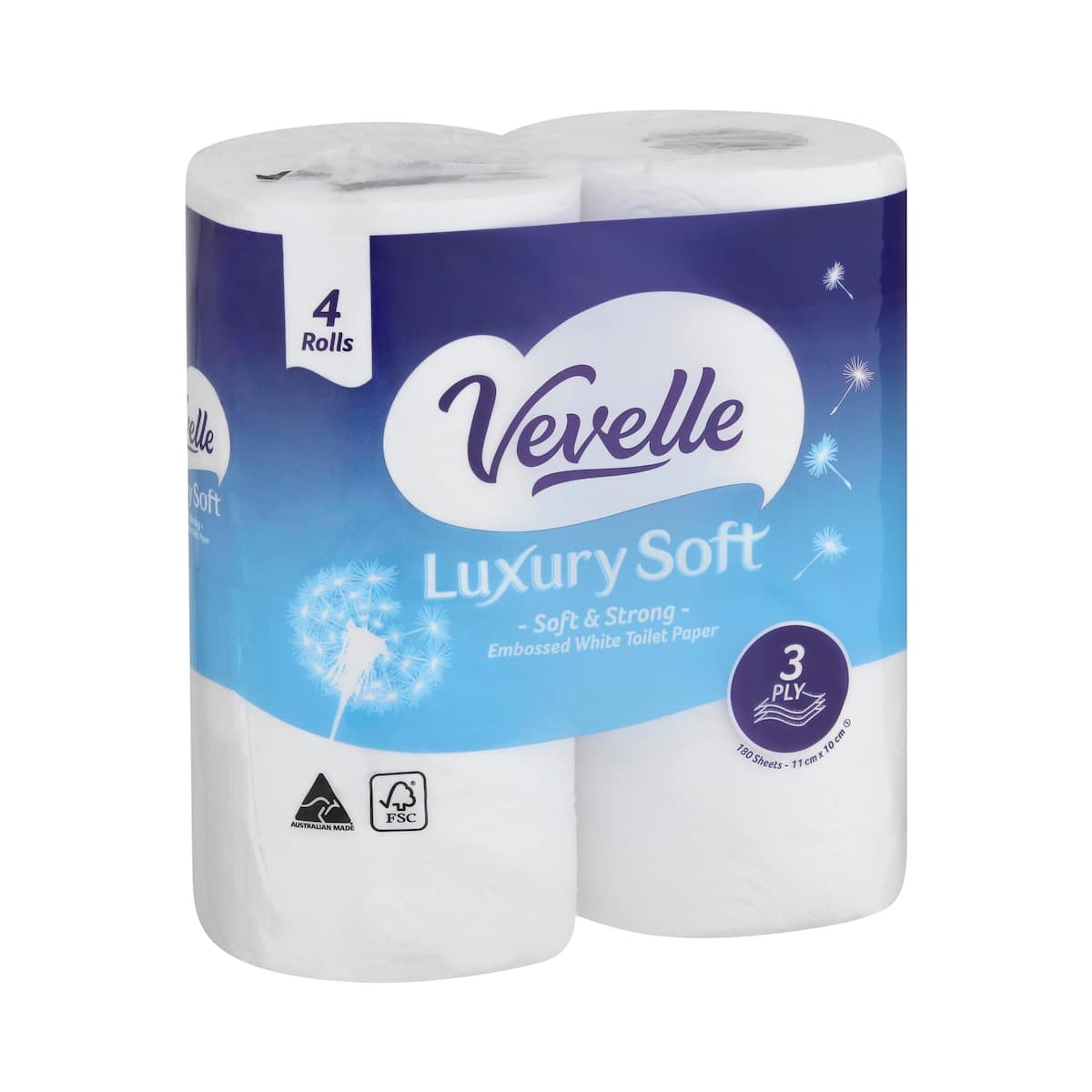 Vevelle Luxury Soft Toilet Tissue 3ply 4 pack | bunch