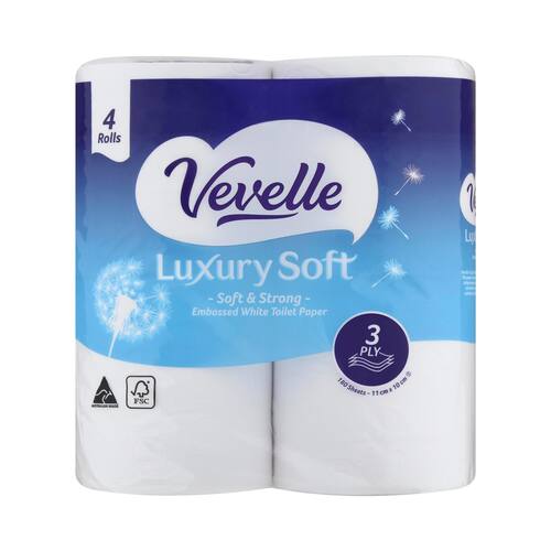 Vevelle Luxury Soft Toilet Tissue 3ply 4 pack | bunch