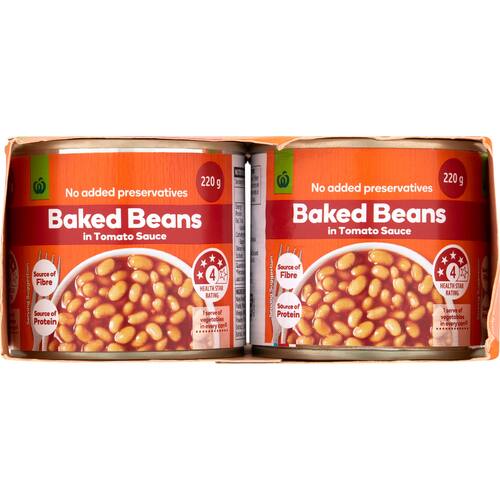 Woolworths Baked Beans In Tomato Sauce 220g x 4 pack | bunch