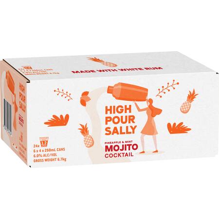 Get High Pour Sally Pineapple & Mint Mojito Cans 250ml x 24 Case ...