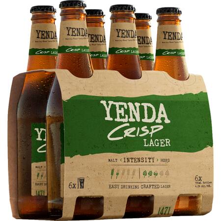Get Yenda Crisp Lager Bottles 330ml x 6 Pack delivered to your ...