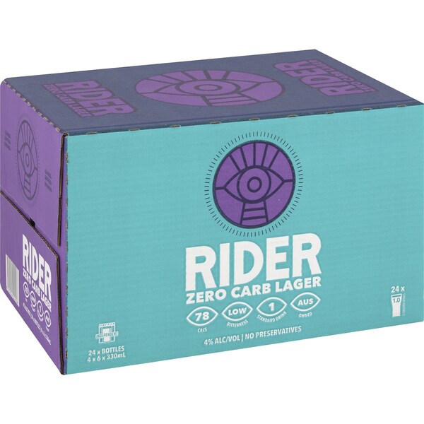 Rider Lite Lager Case 330mL x 24 Pack | Woolworths