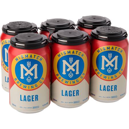 Get Mismatch Brewing Co. Lager Can 330mL x 6 pack delivered to your ...