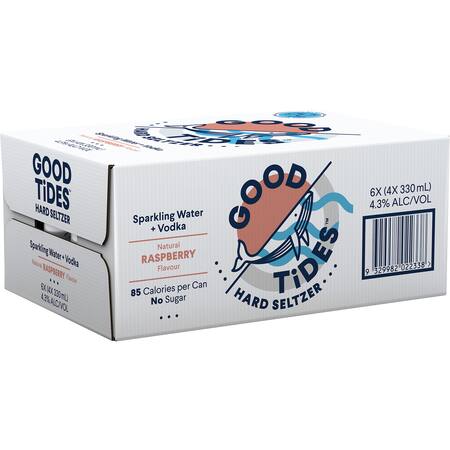 Get Good Tides Hard Seltzer Raspberry Cans 330mL x 24 case delivered to ...