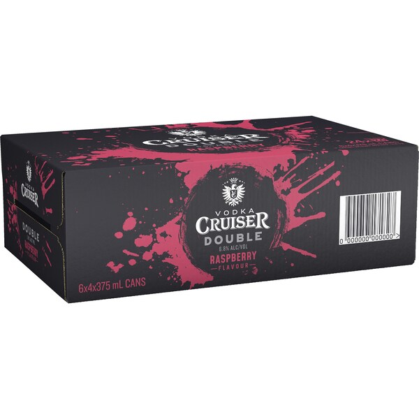 Vodka Cruiser Double Vodka Raspberry Cans 375mL x 24 Case | Woolworths