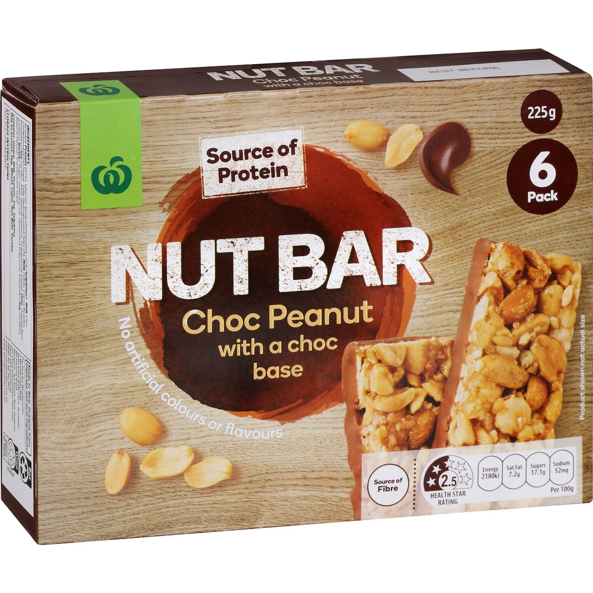 Woolworths Chocolate Nut Bar Peanuts 6pk 225g | bunch
