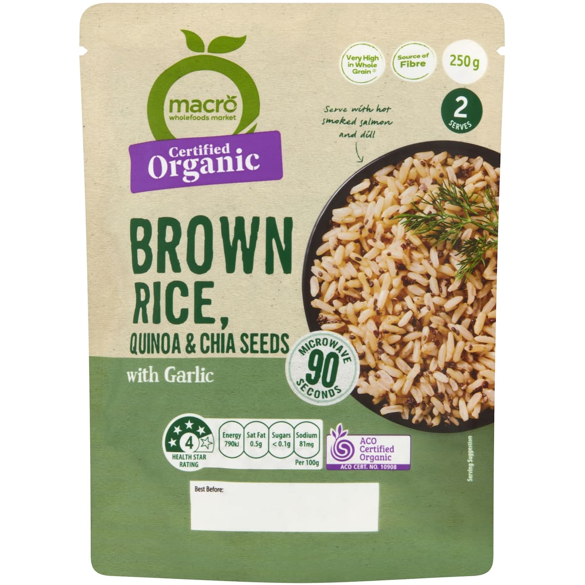 Macro Organic Brown Rice Quinoa & Chia Seeds with Garlic 250g | bunch