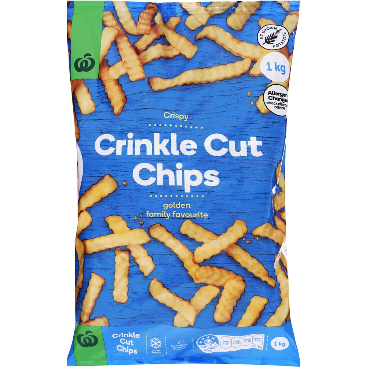 Woolworths Frozen Chips Crinkle Cut 1kg | bunch