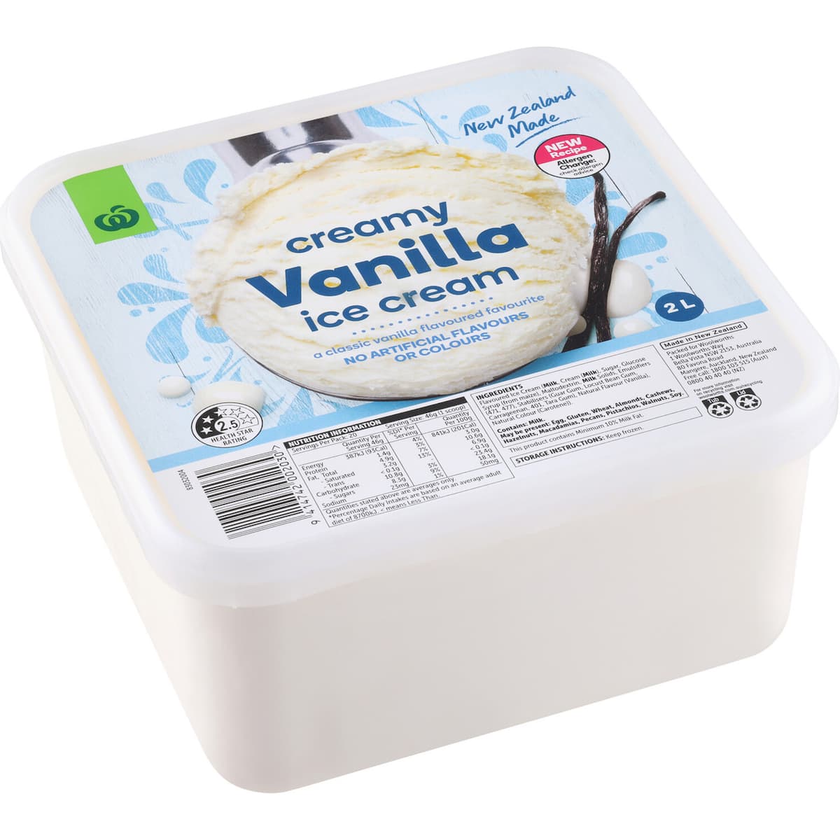 Woolworths Ice Cream Vanilla 2L | bunch