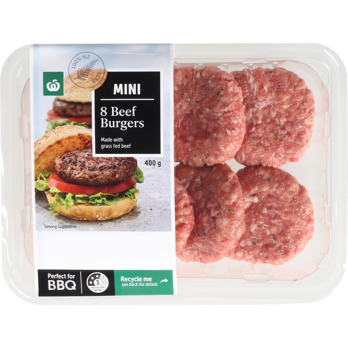 Woolworths Mini Beef Burgers 400g | bunch