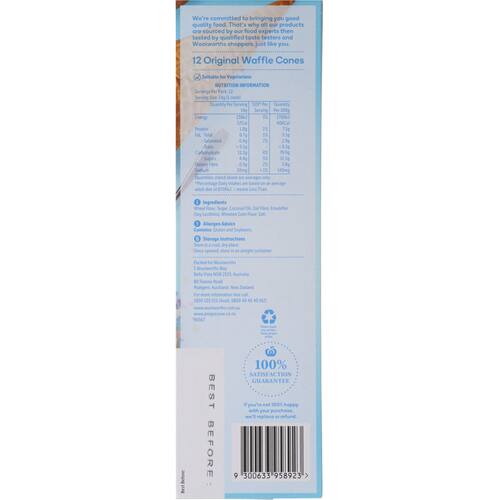 Woolworths Cones Waffle Plain 170G | bunch
