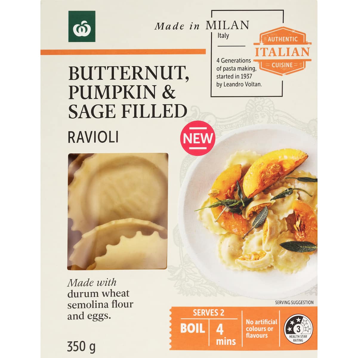 Woolworths Butternut Pumpkin Sage Ravioli 350g | bunch